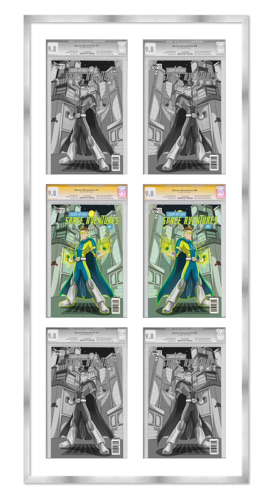 6 Comic Book Frame Silver Collage Comic Book Frame with White Mat to ...