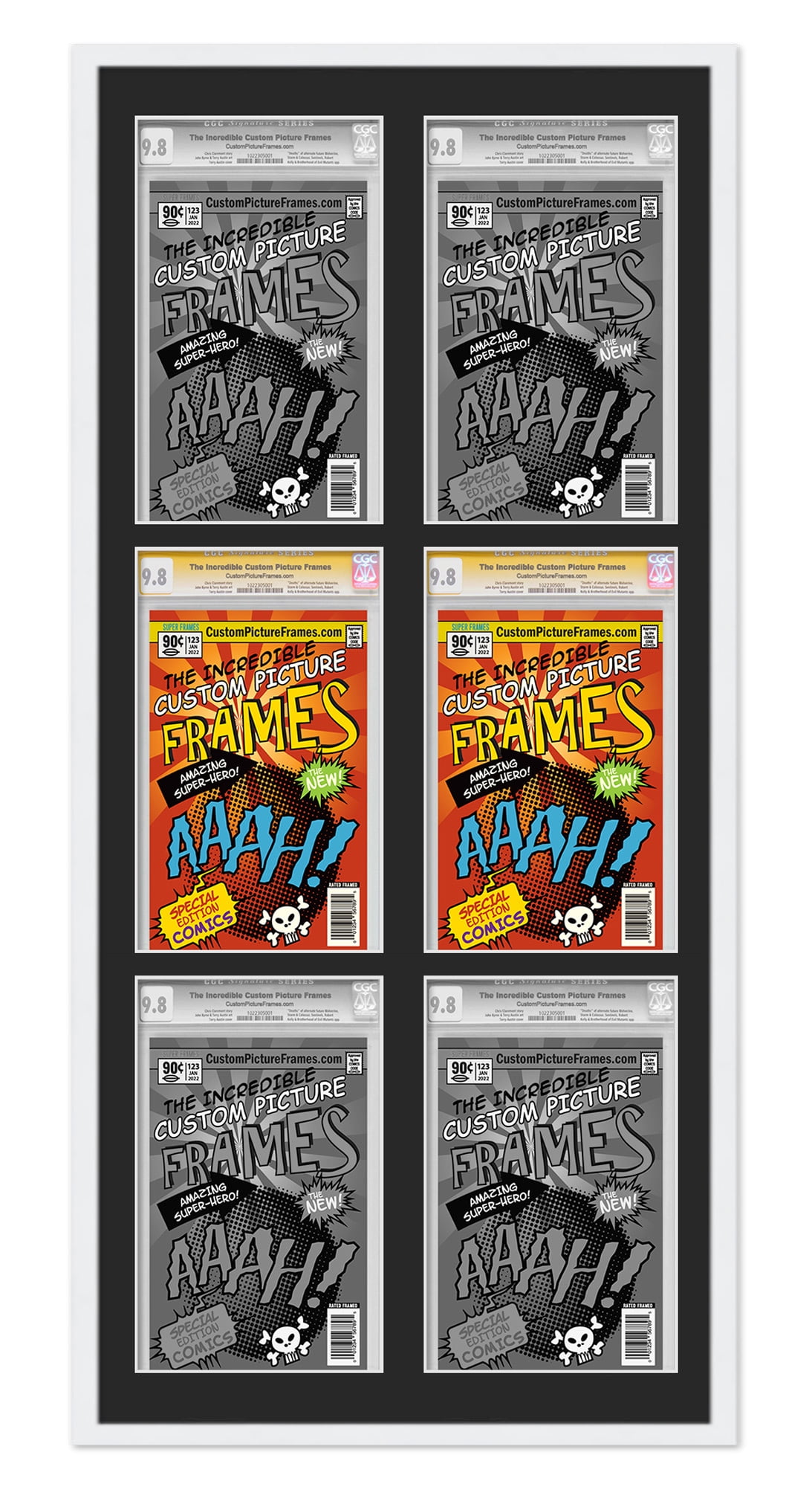 6 Comic Book Frame White Collage Comic Book Frame with Black Mat to ...