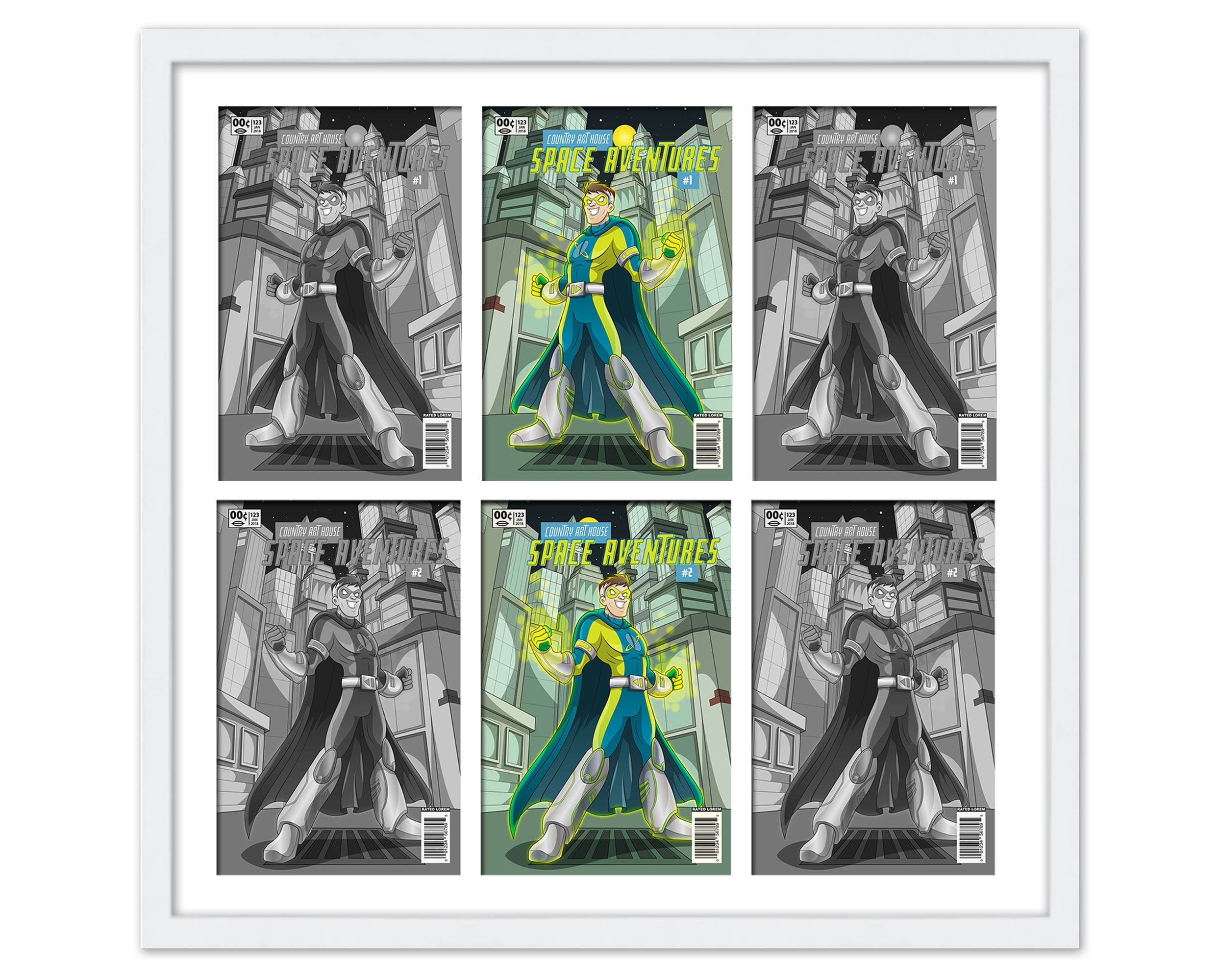 6 Comic Book Frame White Collage Comic Book Frame with White Mat to ...
