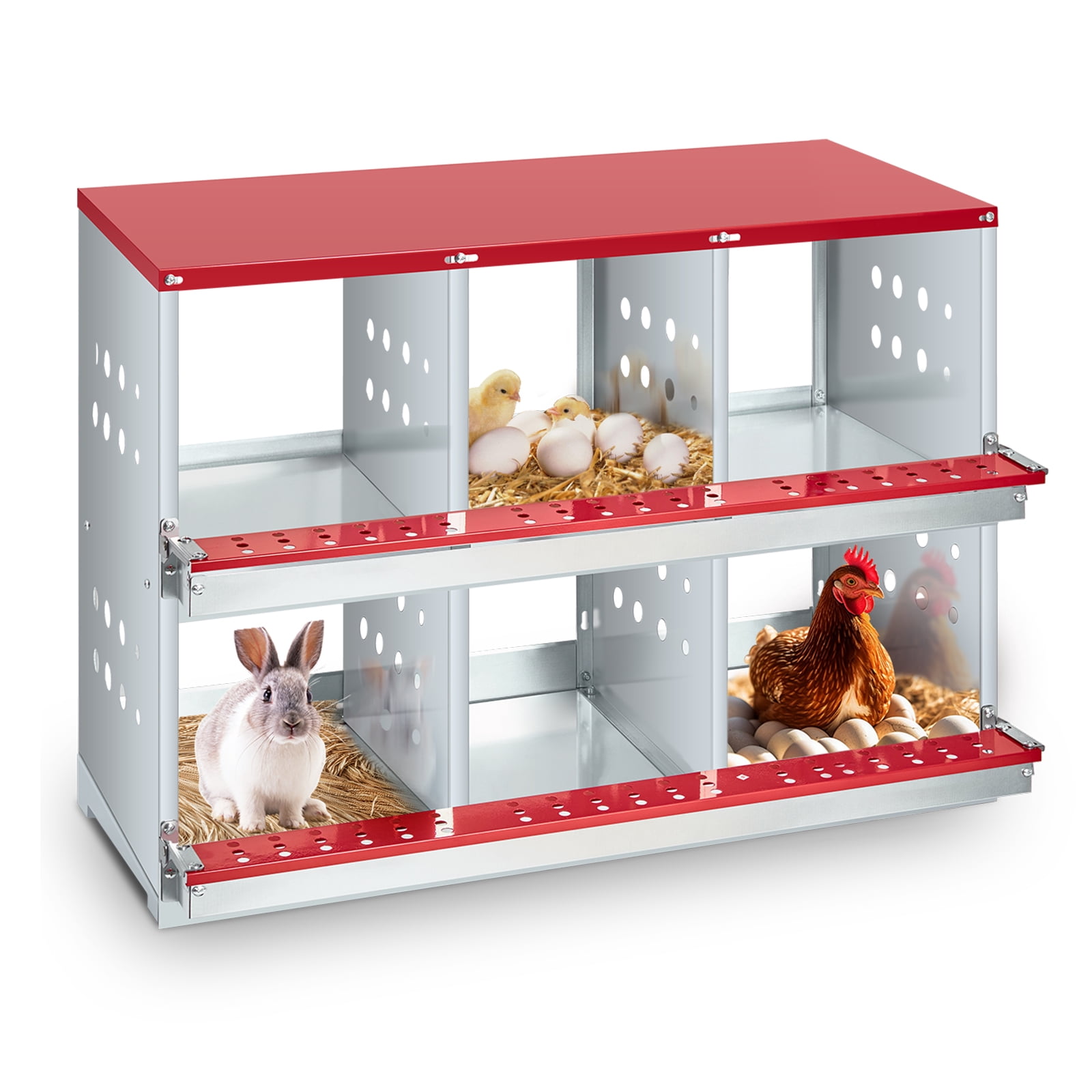 6-Compartment Chicken Nesting Box with Roll-Away Egg Collection - Metal ...