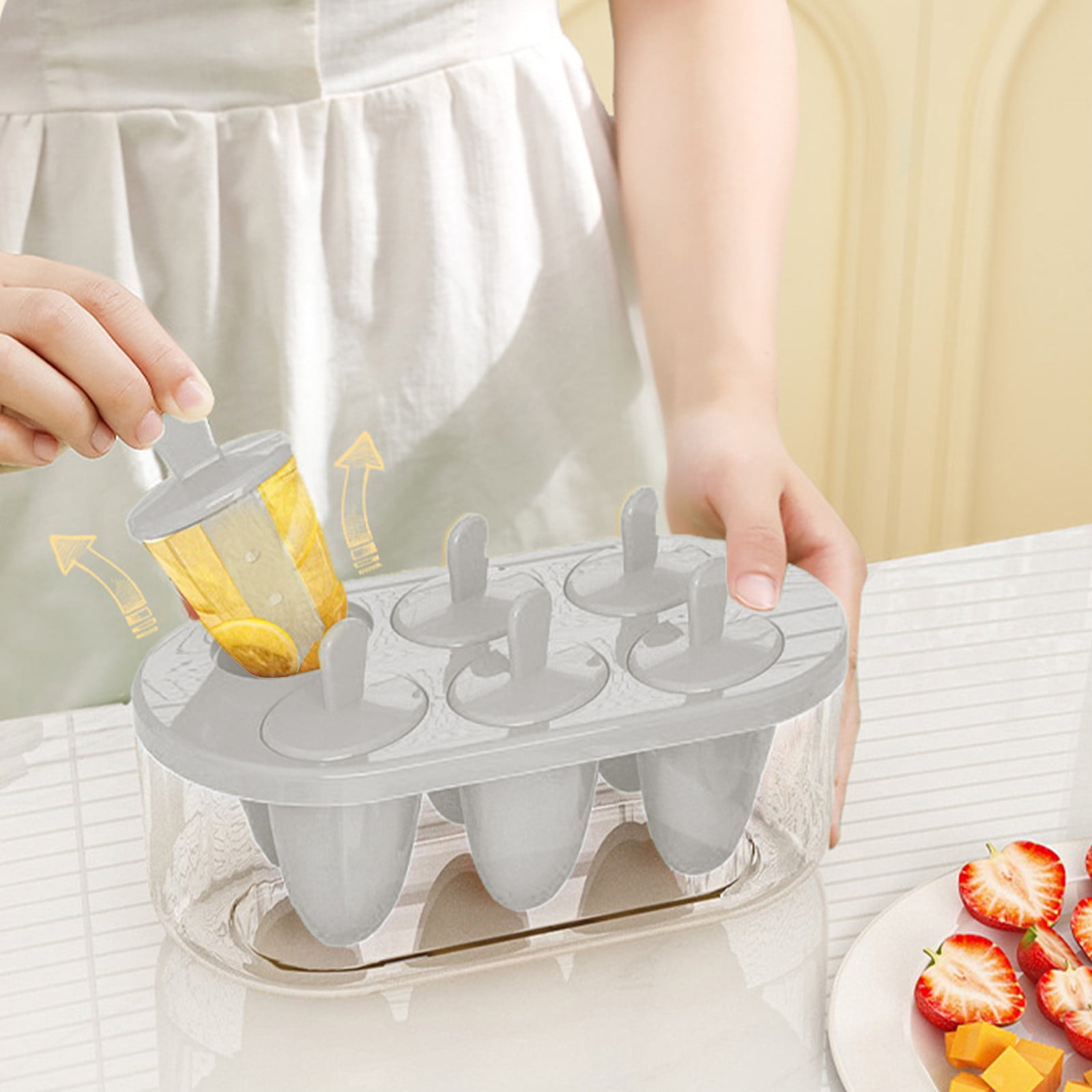 6-Compartment DIY Ice Lolly Molds, Reusable BPA-Free Popsicle Maker ...