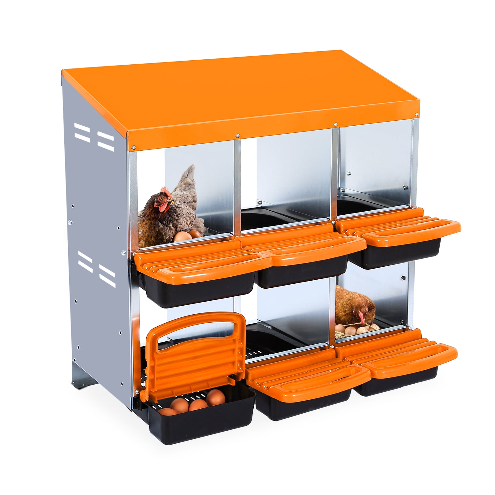 6-Compartment Egg Laying Box (Blue), Wall Mounted Rolling Egg Laying ...