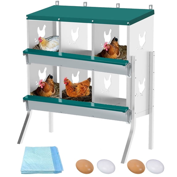 6 Compartment Large Metal Chicken Nesting Boxes for Laying Eggs, Heavy ...