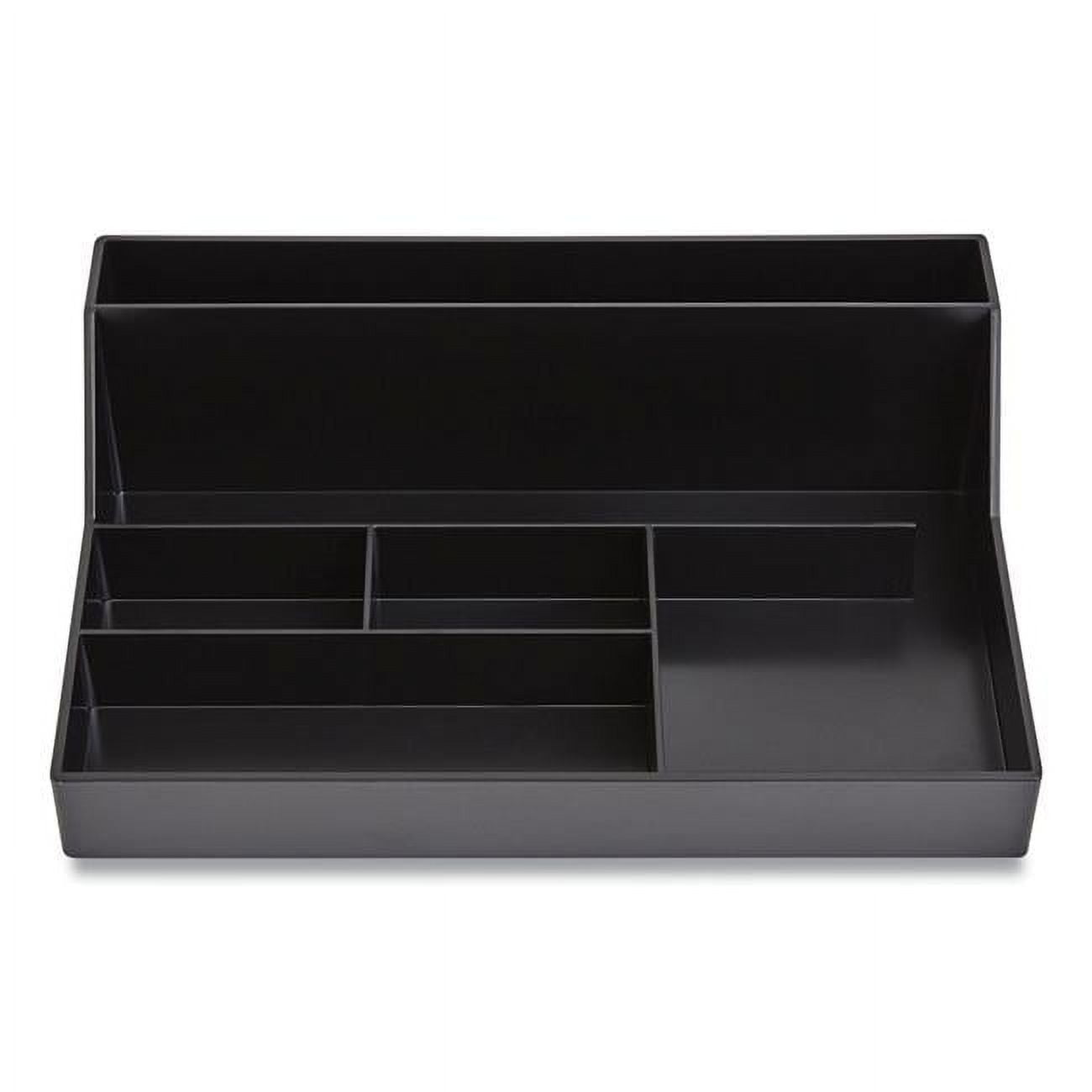 6-Compartment Plastic Desktop Organizer, Black - Walmart.com