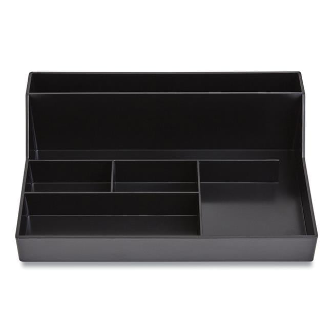 6-Compartment Plastic Desktop Organizer, Black - Walmart.com