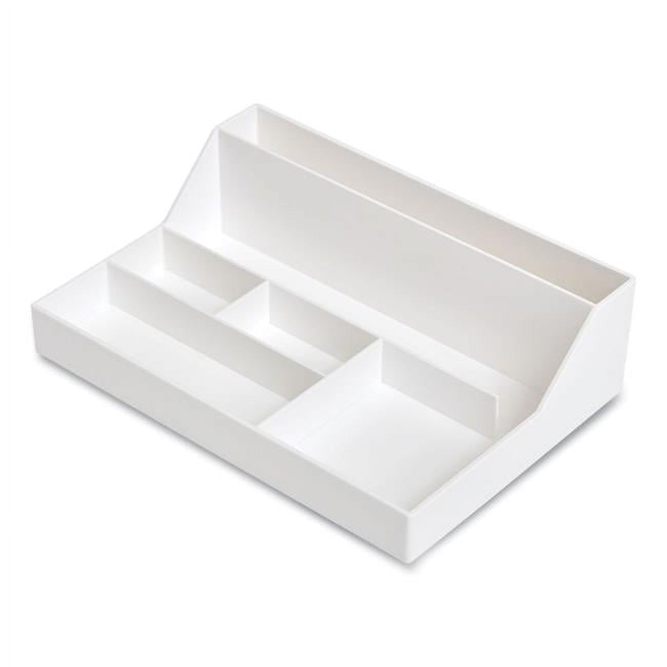 6-Compartment Plastic Desktop Organizer, White - Walmart.com