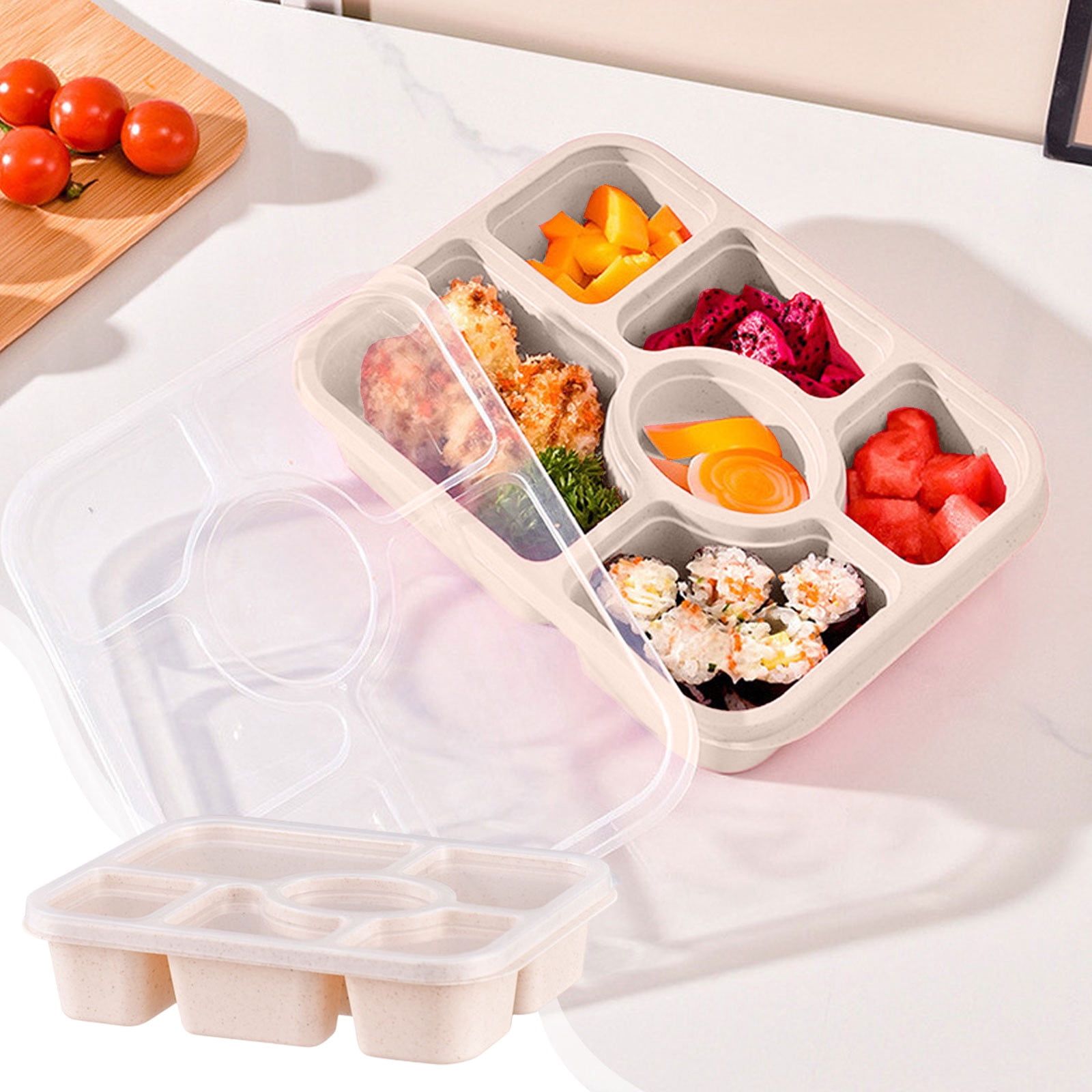 6-Compartment Plastic Lunch Box with Lid for Snacks, Fruits, and Meal ...