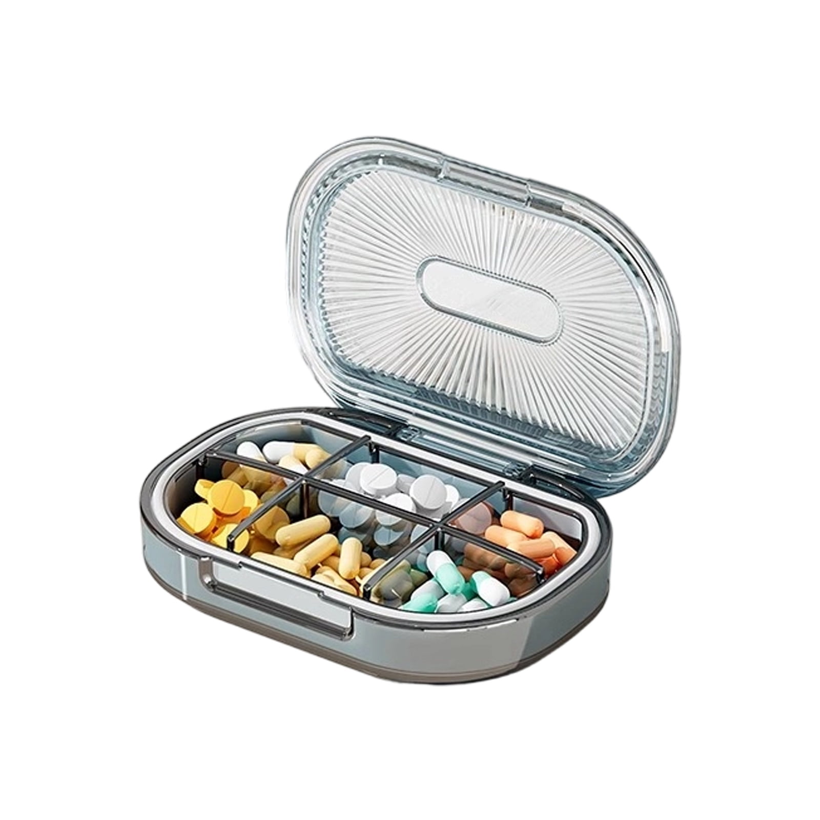 6 Compartment Portable Pills Organizers Box With Leakproof Silicone ...