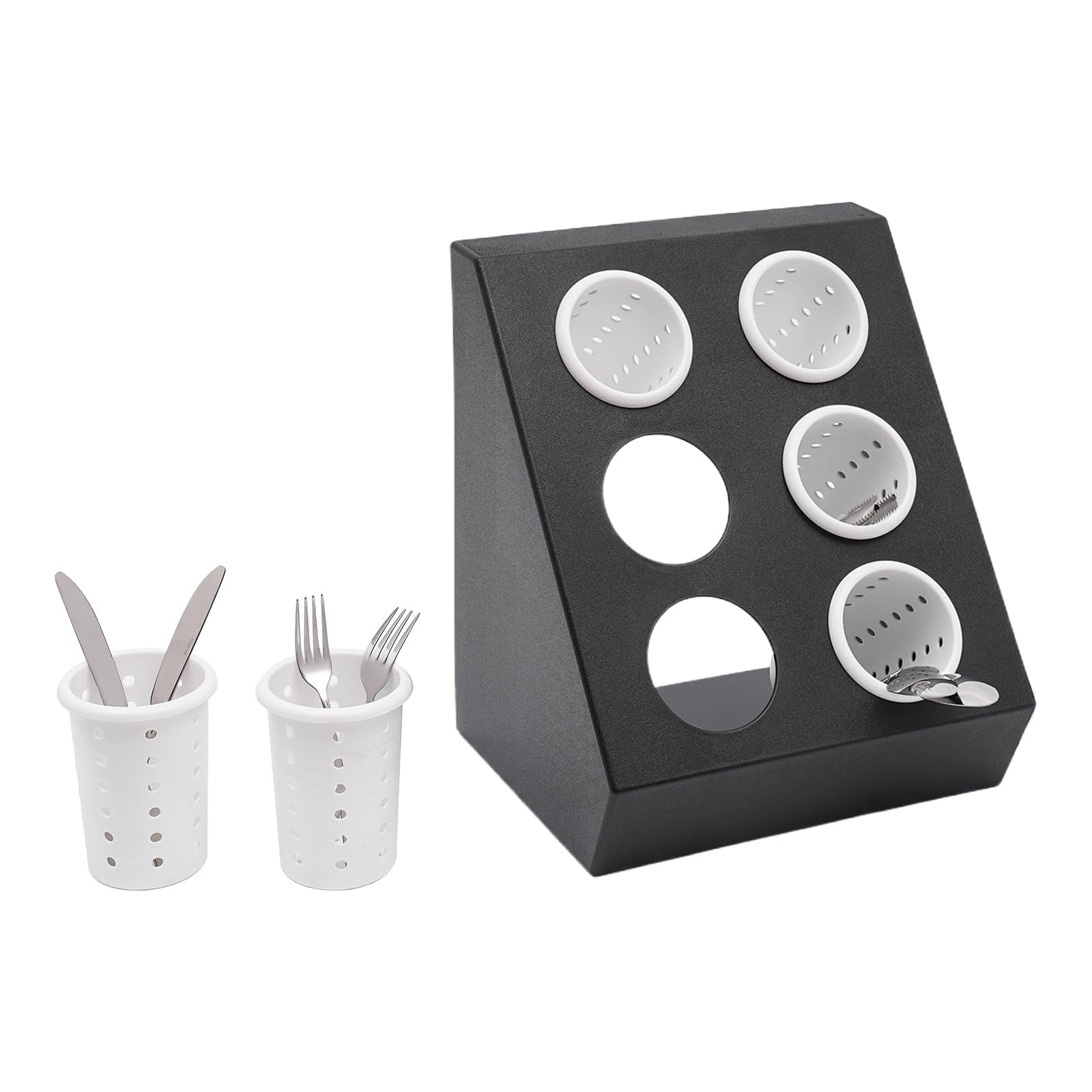 6-Compartment Restaurant Utensil Holder, Flatware Cylinder Storage ...