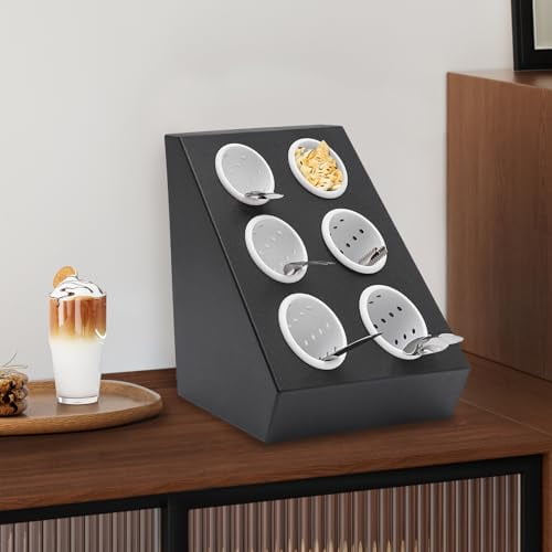 6-Compartment Restaurant Utensil Holder, Flatware Cylinder Storage ...