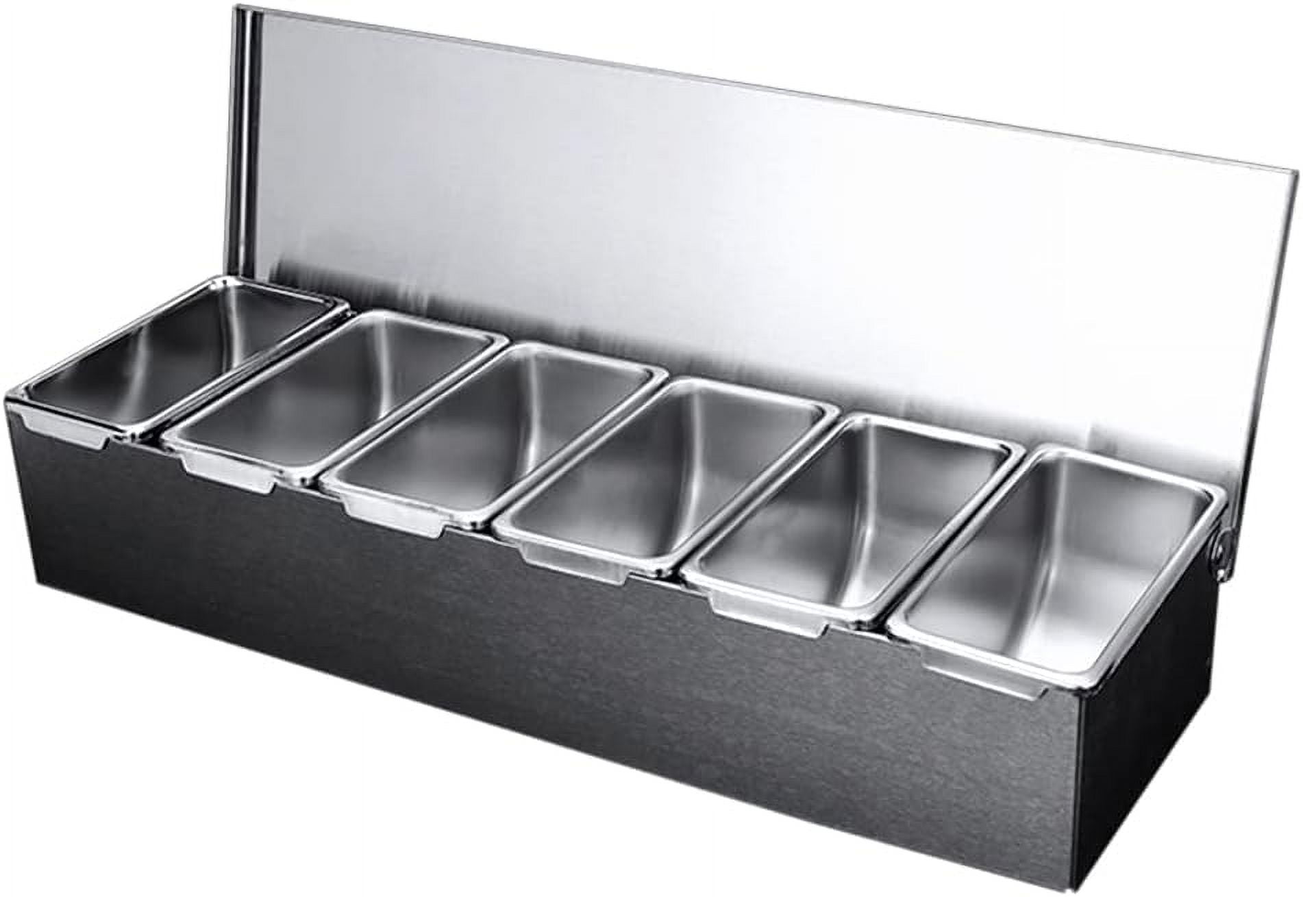 6 Compartment Trays, Stainless Steel Detachable Topping Station with ...