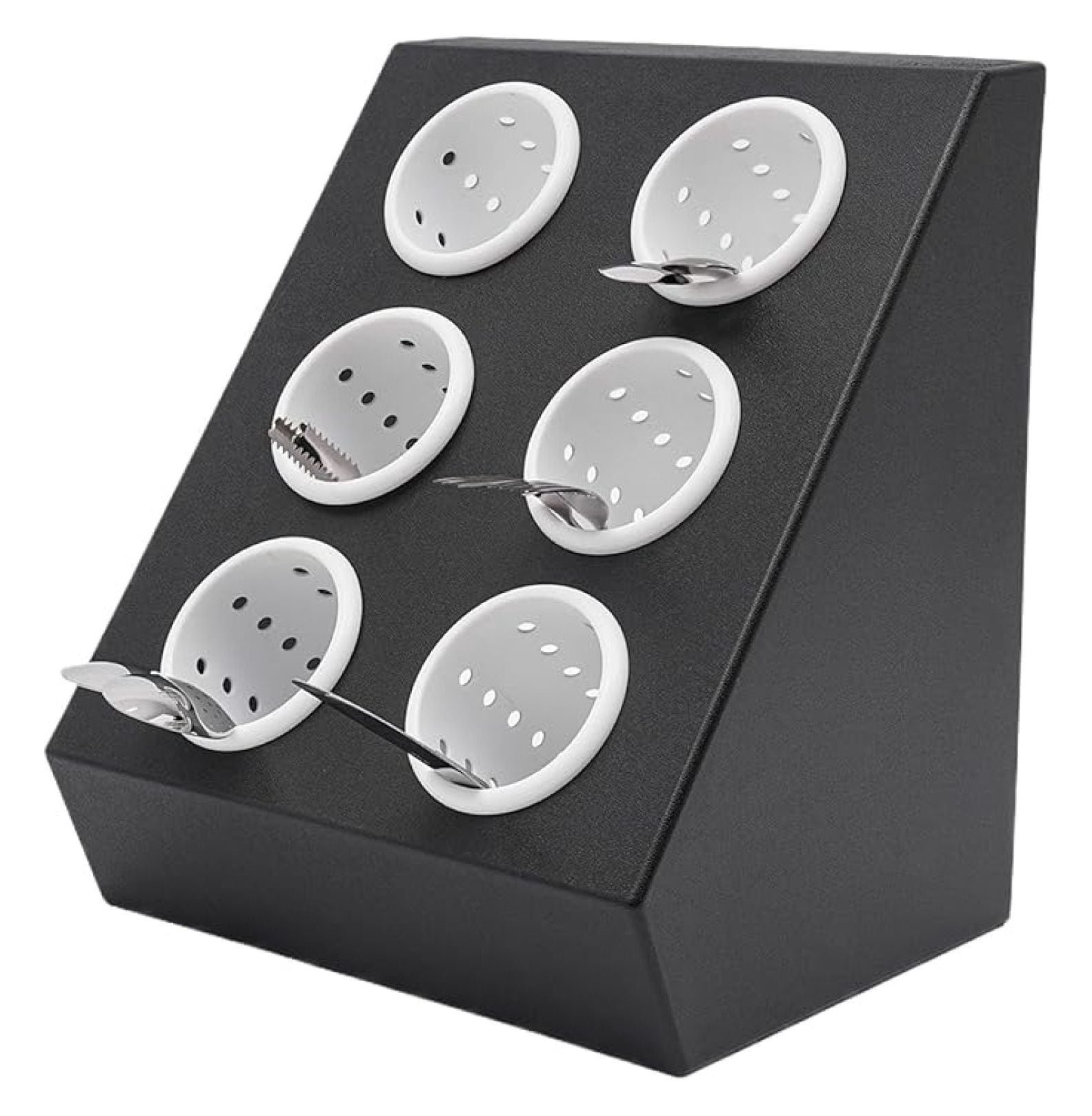6-Compartment Utensil Holder - Black & White Restaurant Cutlery ...
