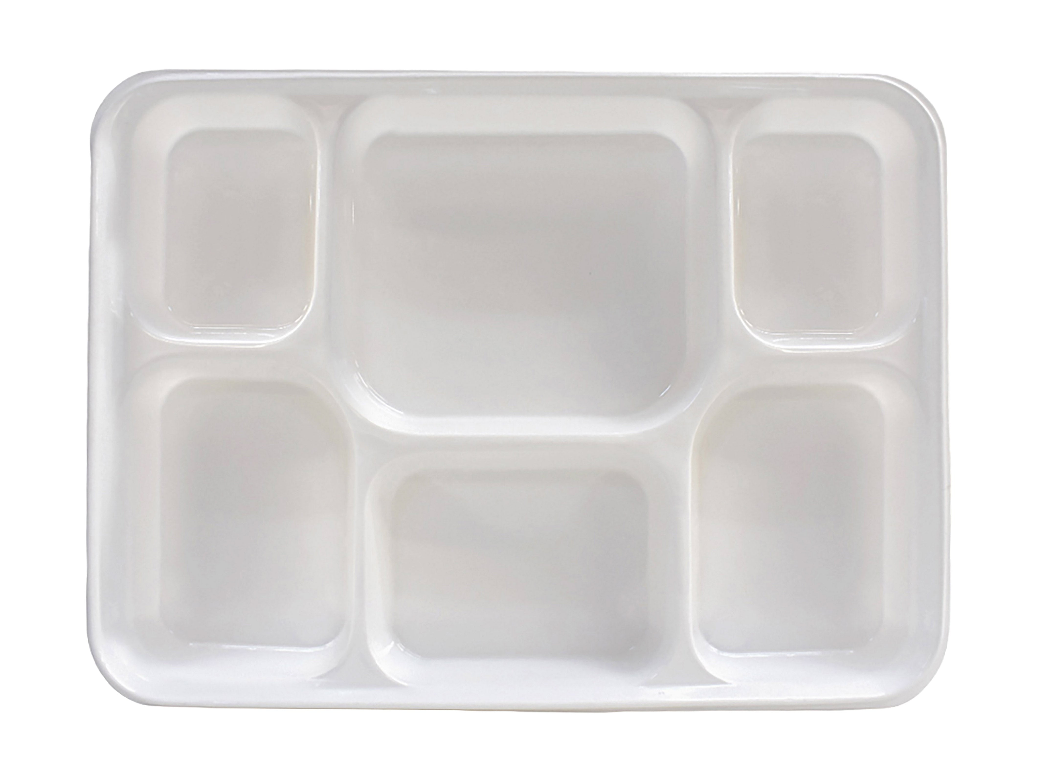 6 Compartment White Disposable Party Thali Plates by Poojabazar (200 ...