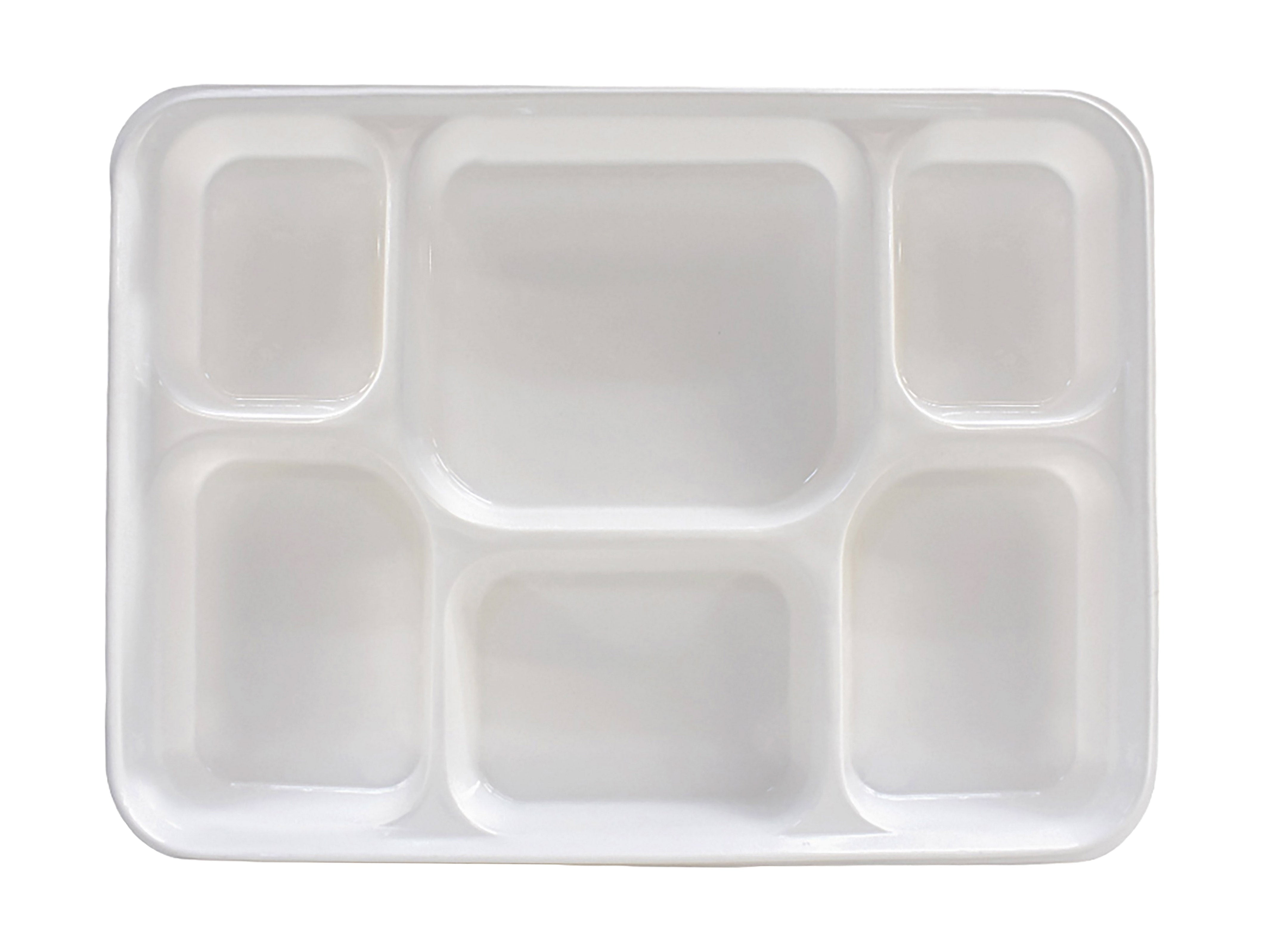 6 Compartment White Disposable Party Thali Plates by Poojabazar (50 ...
