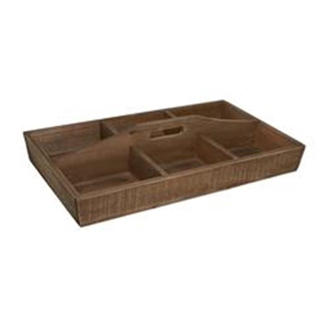 6 Compartment Wood Caddy with Center Handle - Walmart.com