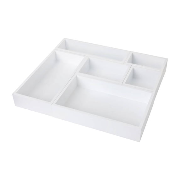 6 Compartment Wooden Desk Drawer Organizer Set White - Walmart.com