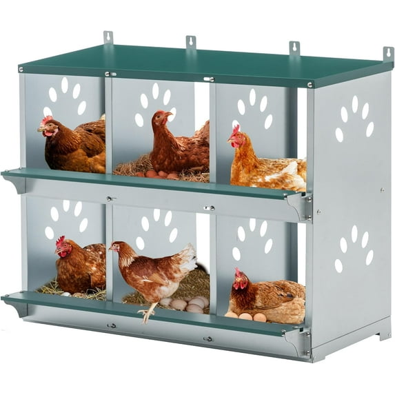 6 Compartments Chicken Nesting Boxes, Metal Nesting Box for Chickens ...