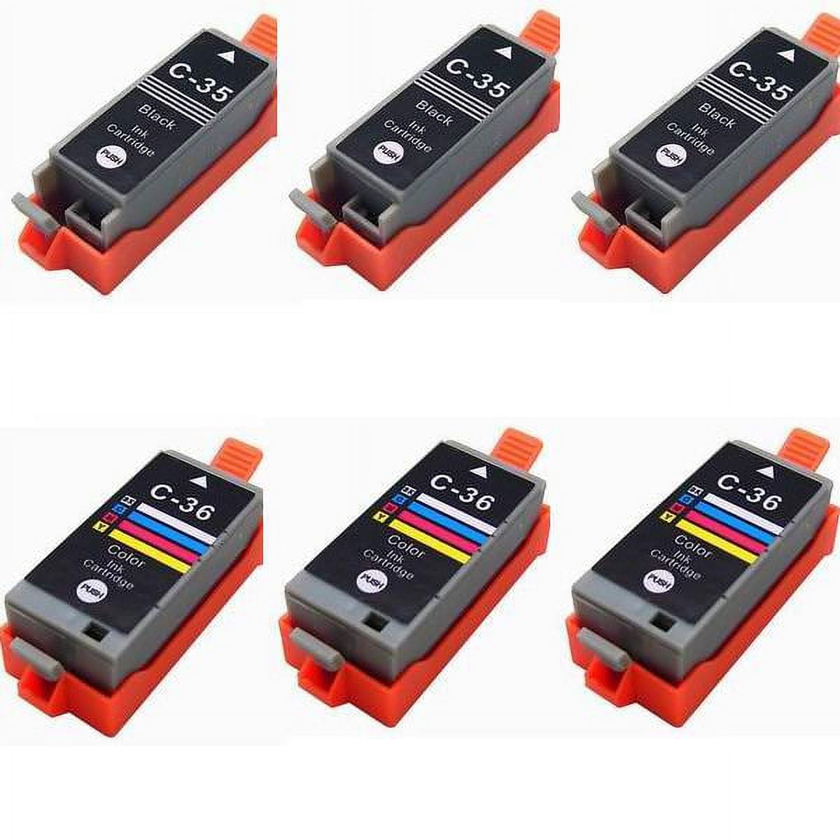 6 Compatible Canon PGI-35 CLI-36 Printer Ink Cartridges (3 black, 3 ...