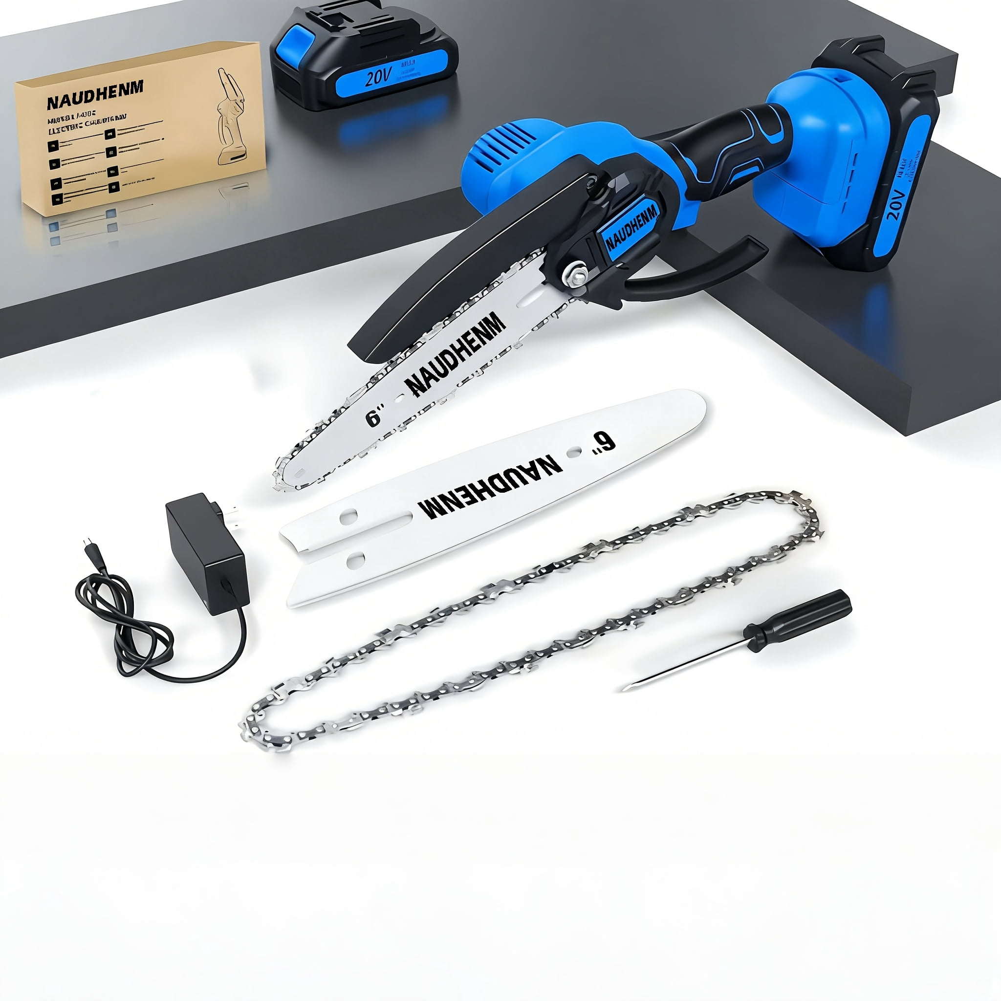 6" Cordless Mini Chainsaw, Handheld Electric for Wood Cutting, Splash ...