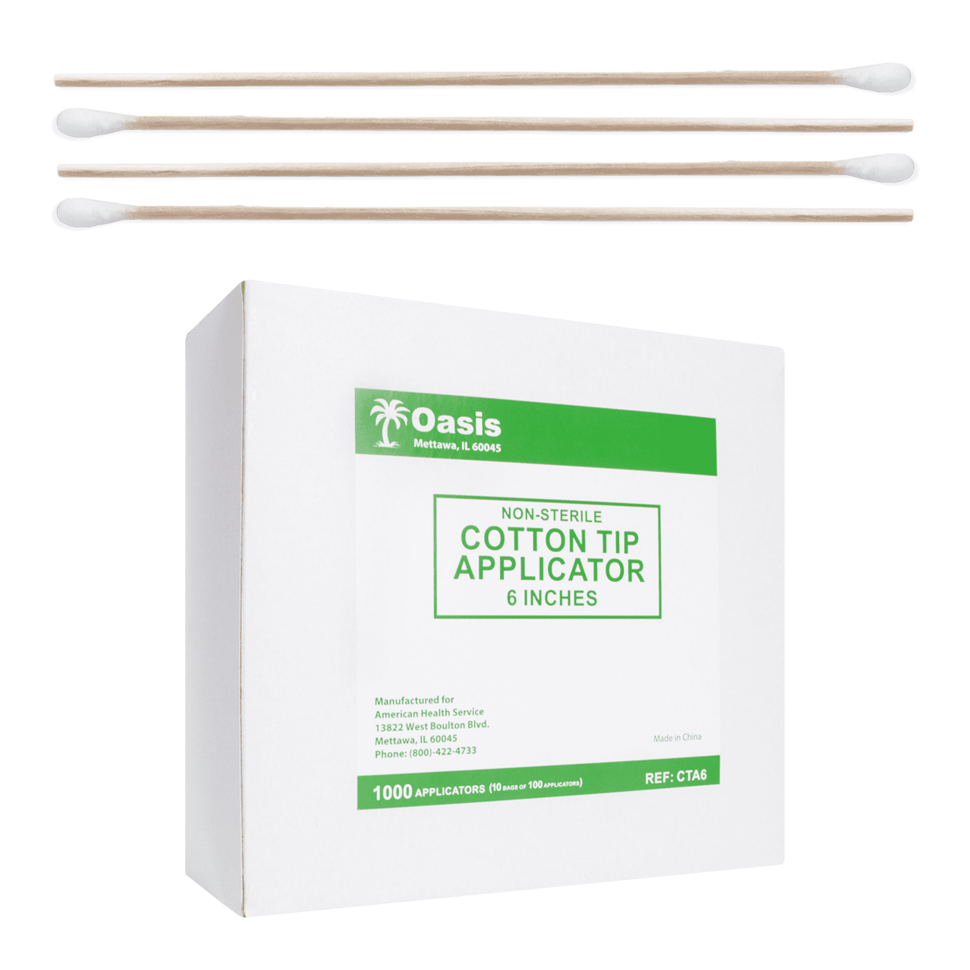 6” Cotton-Tipped Wood Applicators, 10,000 Non-Sterile Swabsticks, 100 ...