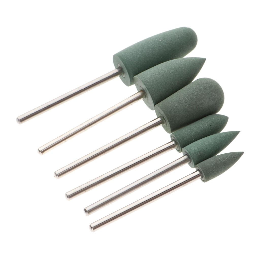 6 Count 2.35mm Bits Cuticle Cleaning Rotary Burrs Polishing Head ...