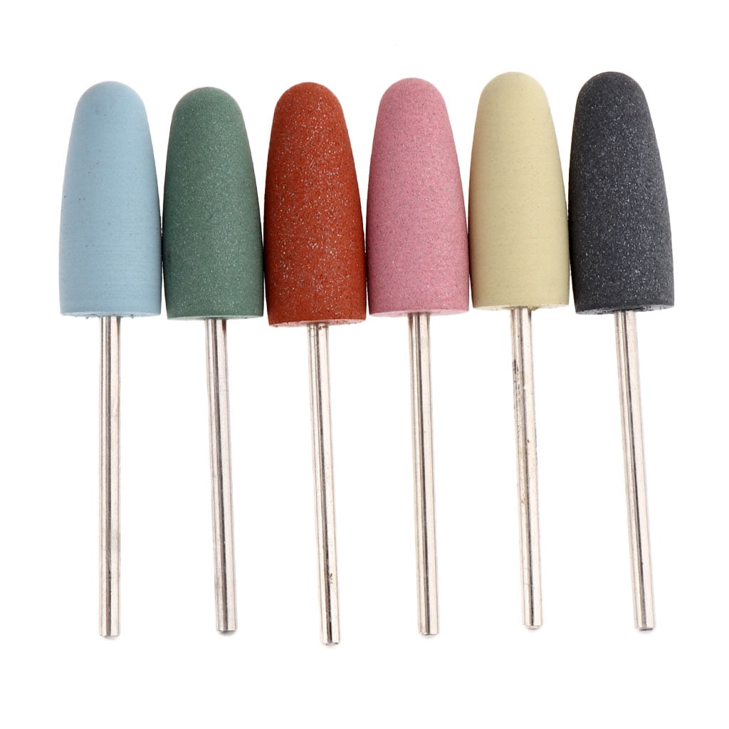 6 Count 2.35mm Bits Cuticle Cleaning Rotary Burrs Polishing Head ...