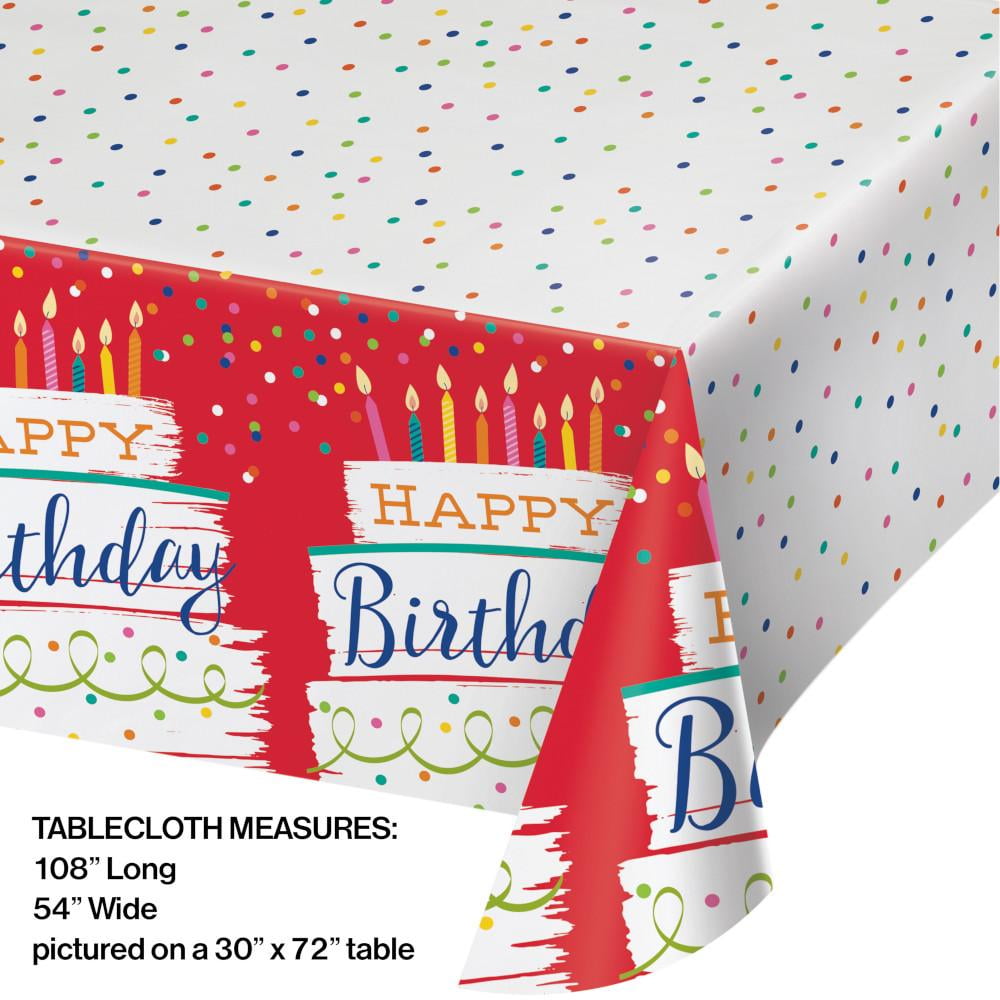 6 Count Bulk Pack Festive Cake Happy Birthday Paper Table Covers ...