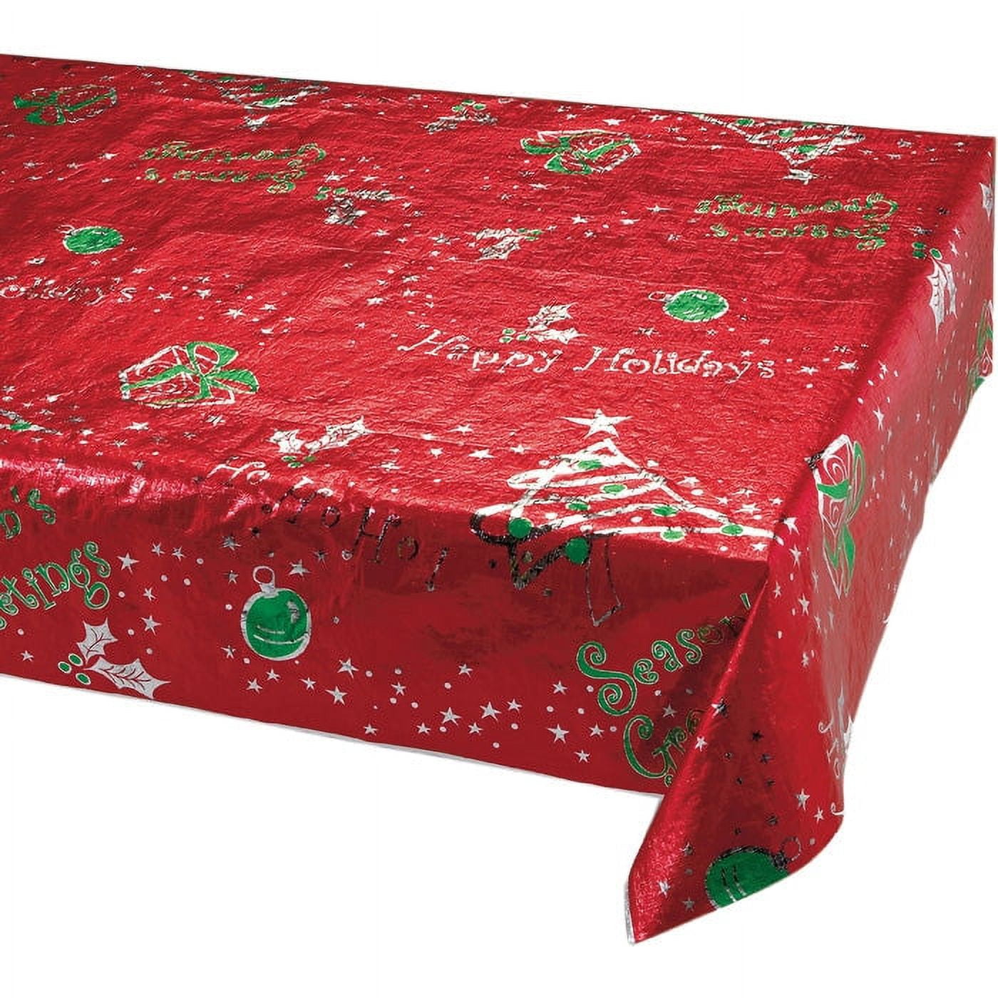 6 Count Bulk Pack Metallic Printed Christmas Plastic Table Covers ...