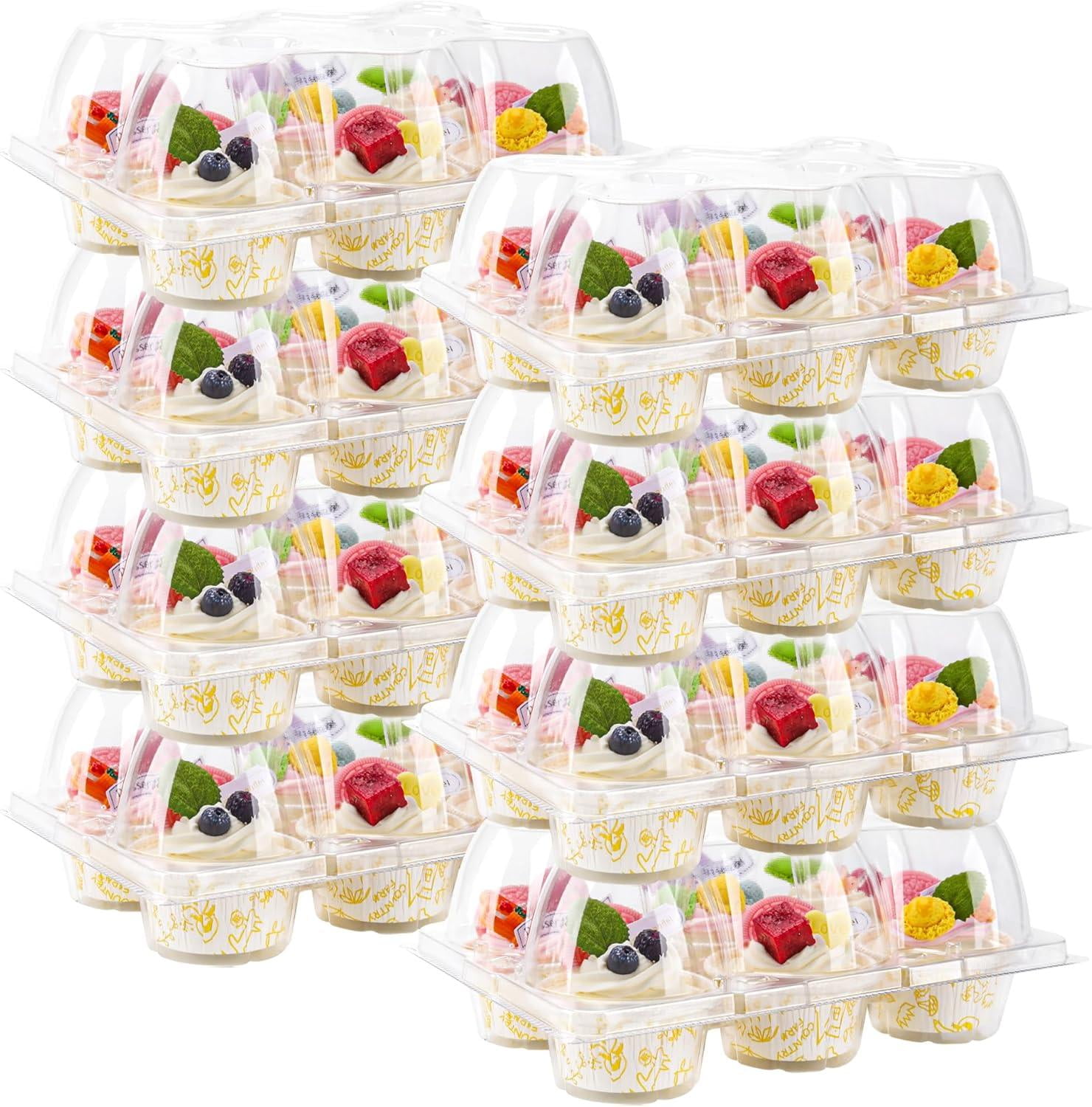 6 Count Cupcake Containers 30 Pack Cupcake Holders Clear Plastic ...