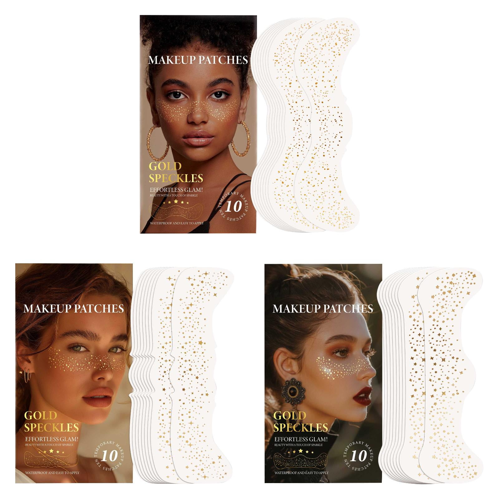 6 Count Glitter Face Tattoos,Sparkling Makeup Patch for Body Face Makeup,Cute Waterproof Glitter ...