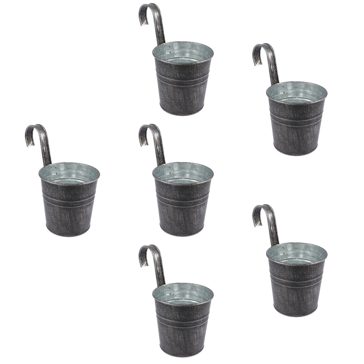 6 Count Old Tin Flower Bucket Plants Planter Hanging Hooks - Walmart.com
