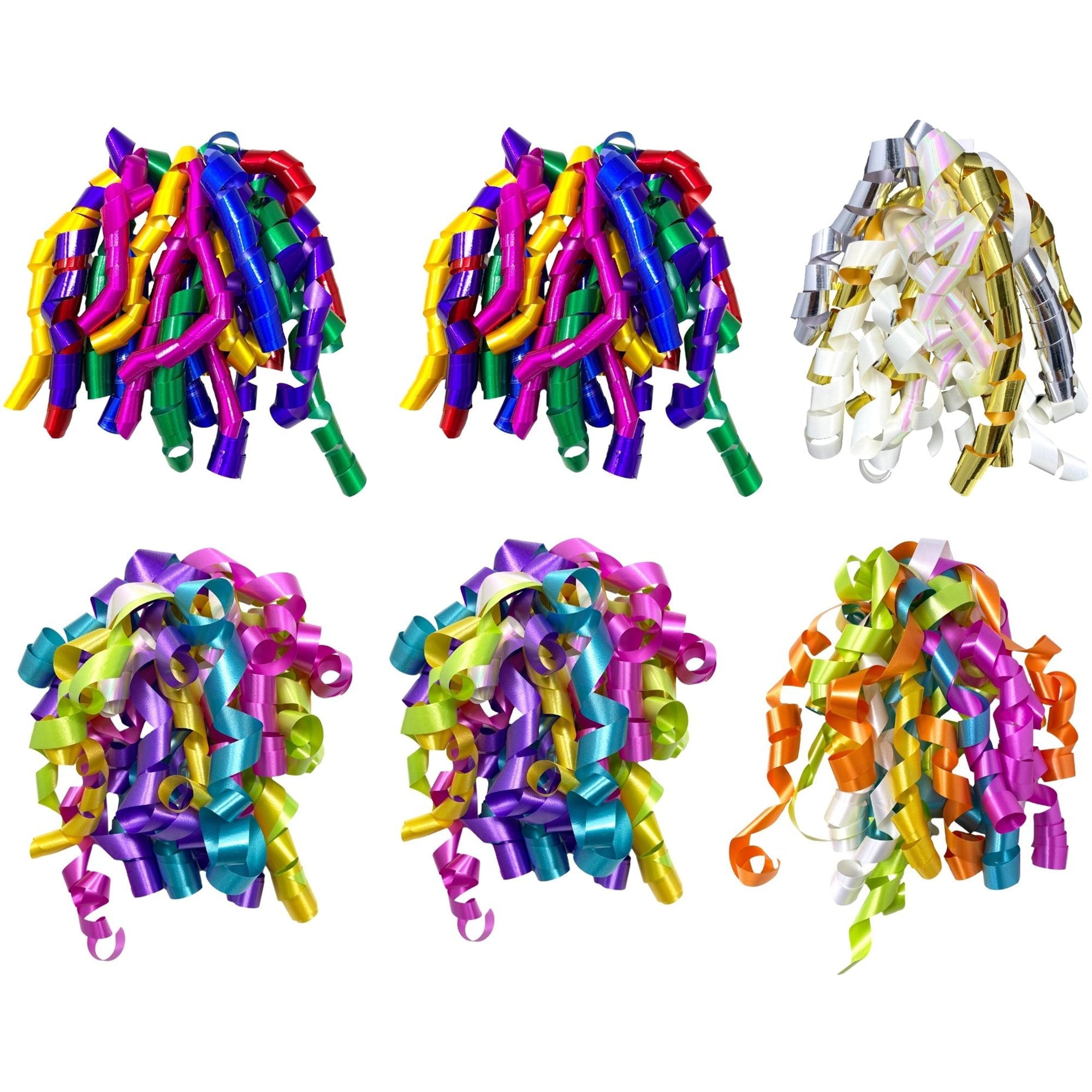 6-Count Self-Adhesive Colorful Assorted Poly Metallic Curly Bows Gift ...