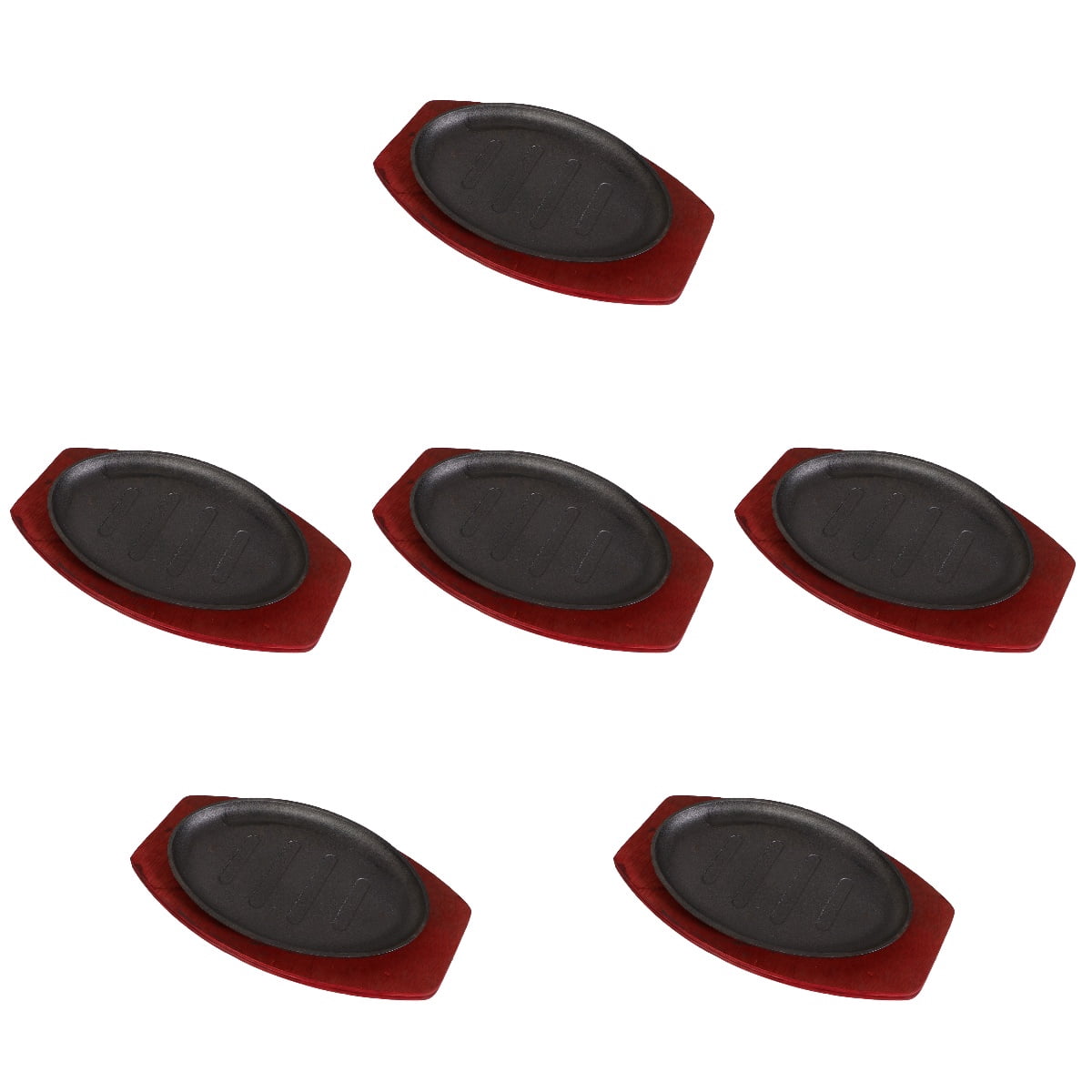 6 Count Sizzling Hot Plates Grill Pot Lid Cast Iron Frying Affordable ...