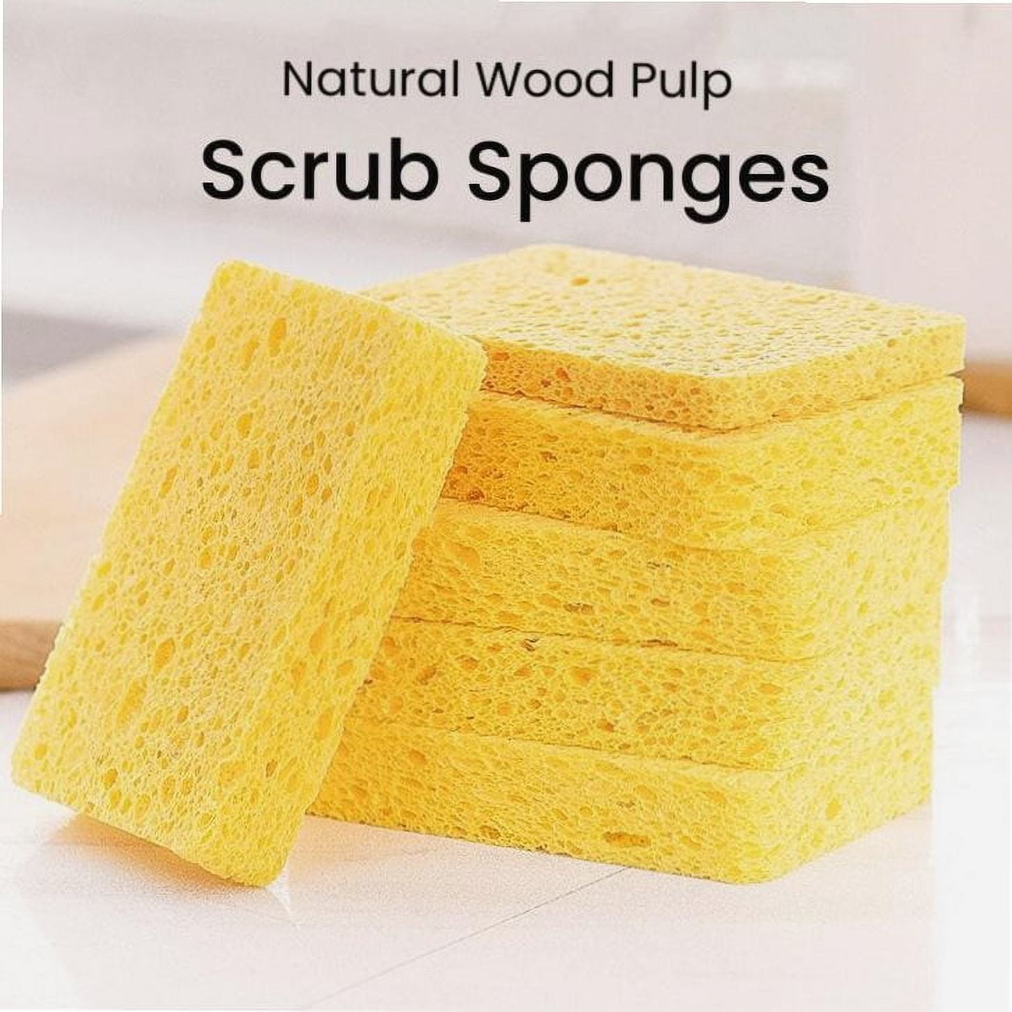 6 Counts Compressed Wood Pulp Sponges,Non-Scratch Natural Scrub Sponges ...