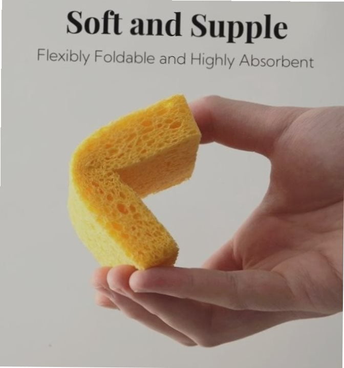 6 Counts Compressed Wood Pulp Sponges,Non-Scratch Natural Scrub Sponges ...