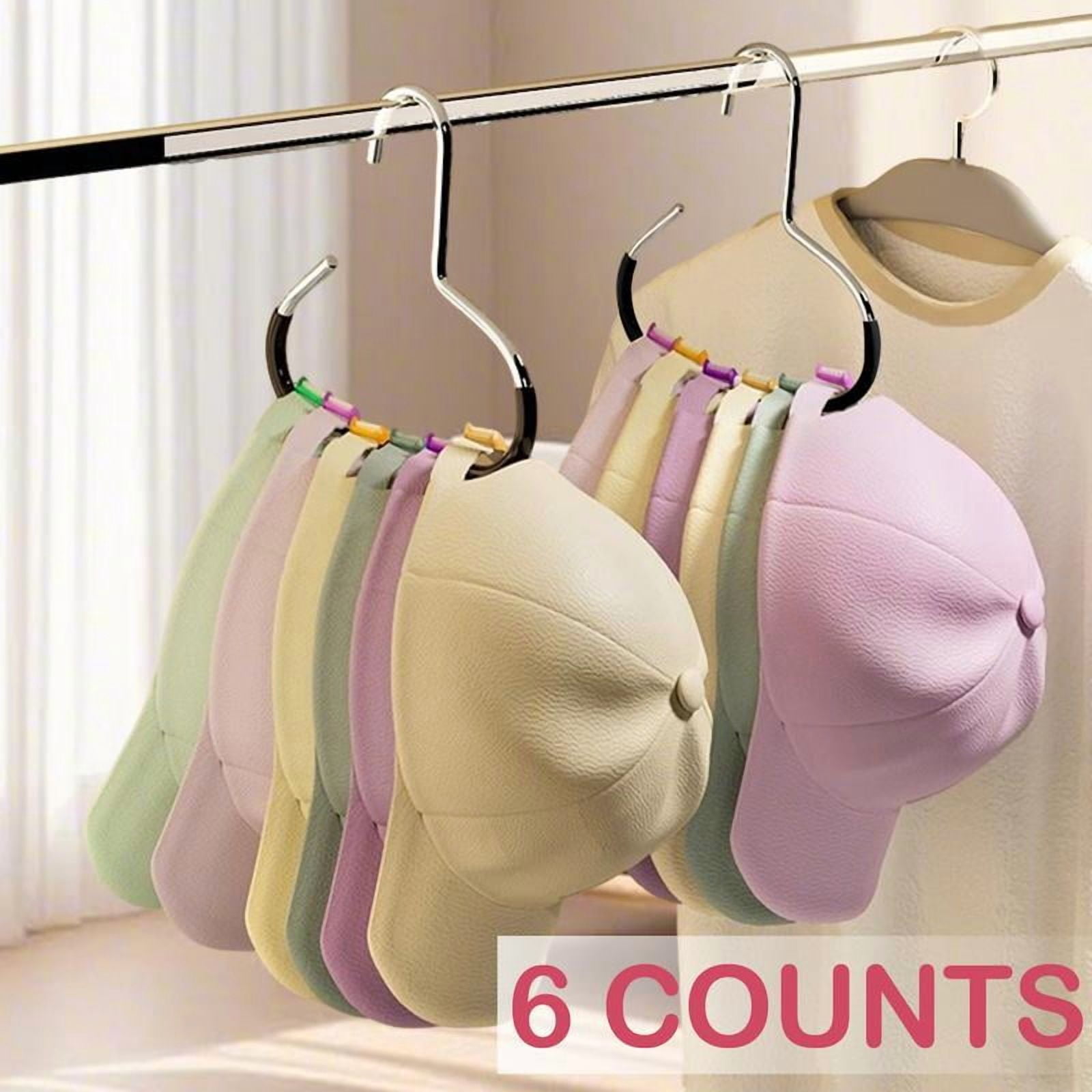 6 Counts Hat Organizer, Stainless Steel Hat Hangers for Closet, Hat ...