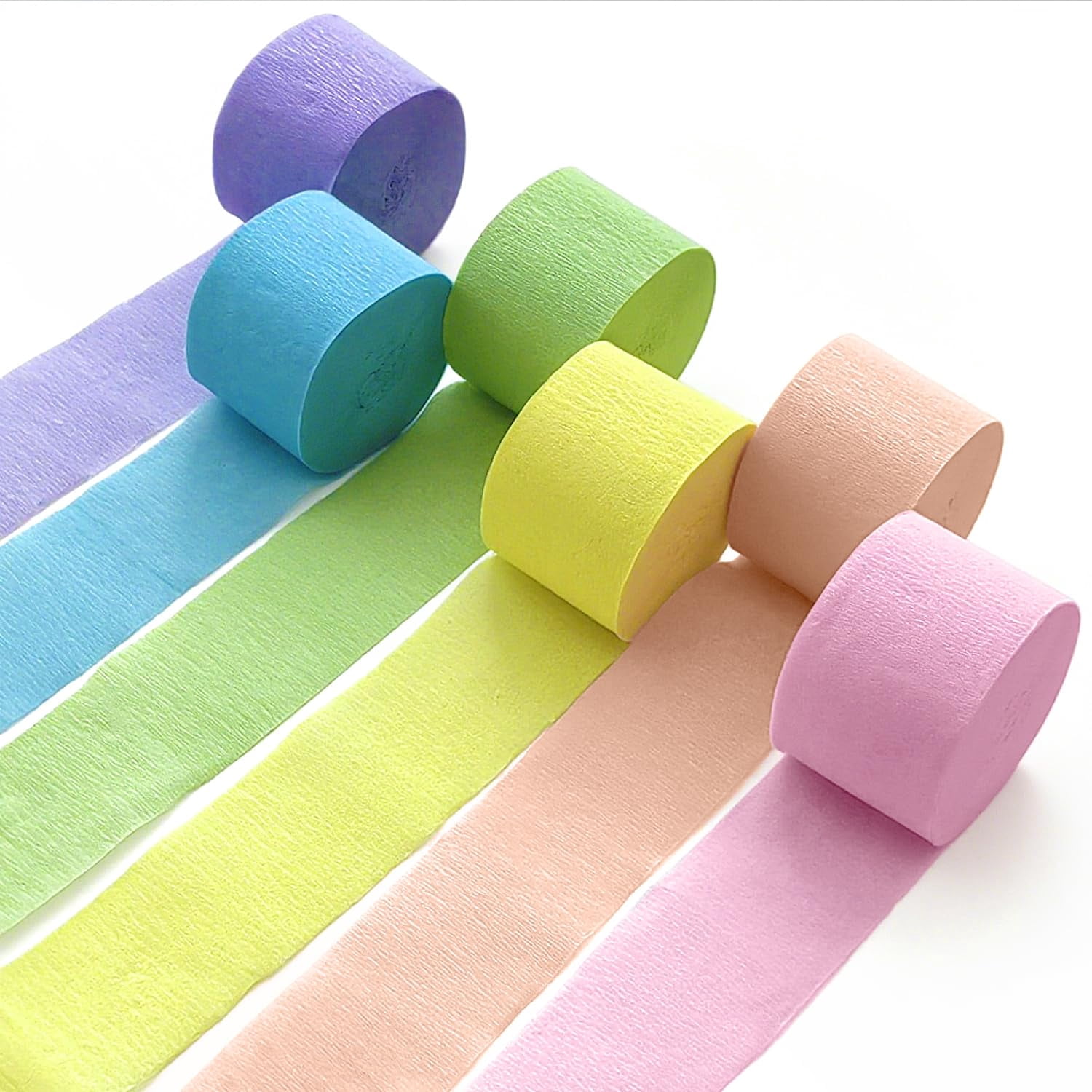 6 Crepe Paper Streamers ESF27 Rolls, 492ft 6 Pastel Colors Crepe Paper ...