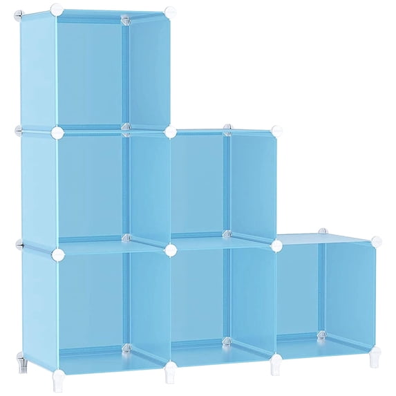 6 Cube Blue Stackable Shelves Closet Bedroom Home Storage Organizer ...