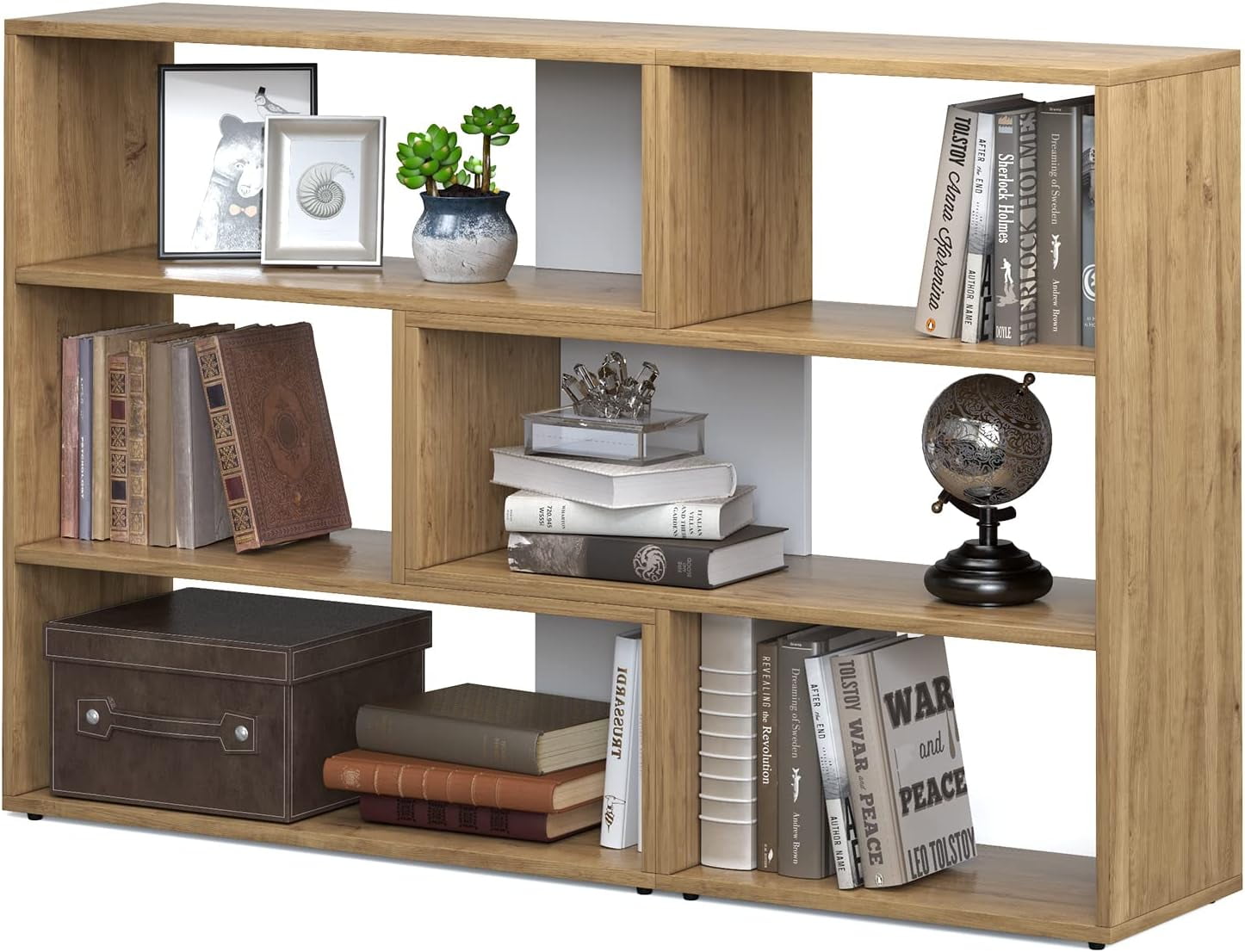6 Cube Bookcase, 3 Tier Modern Bookshelf Free Combination, Wide ...