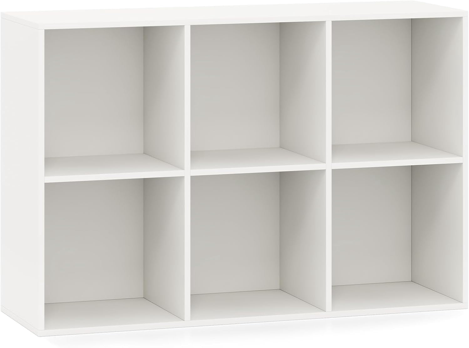 6 Cube Bookcase, Horizontal Bookshelf with 6 Open Cubes, Wood ...