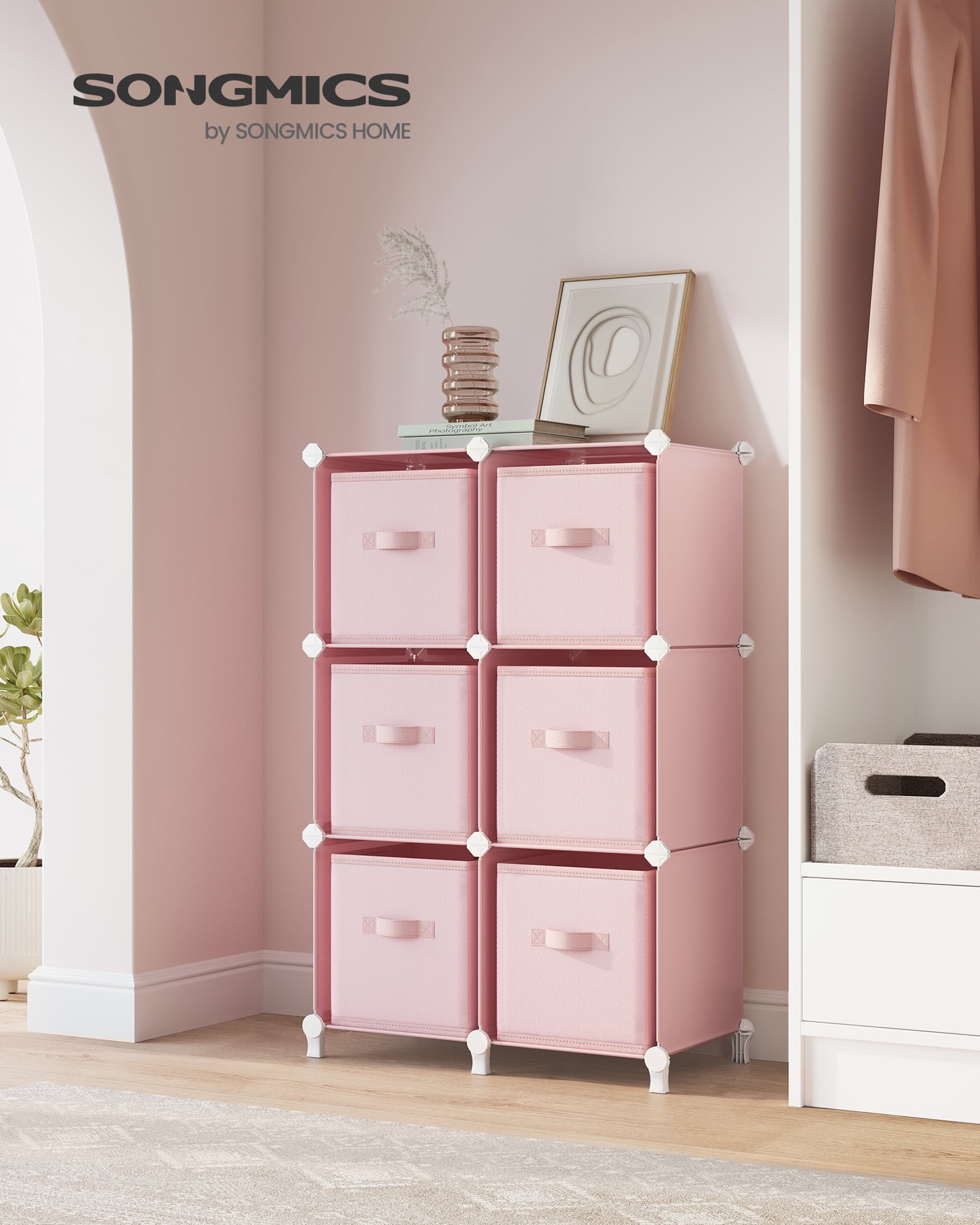 6-Cube Closet Organizer with Collapsible Bins - Modular Storage Shelf ...