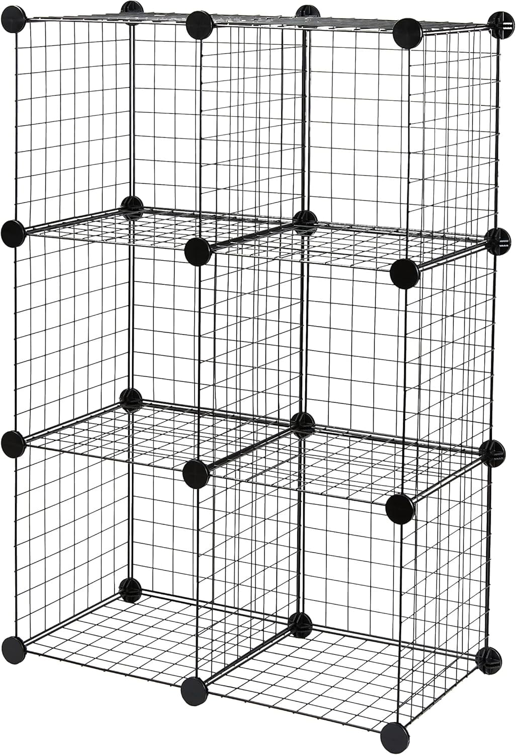 6-Cube Grid Stackable Storage Shelves, 12 x 12 Inches Black Shelving ...