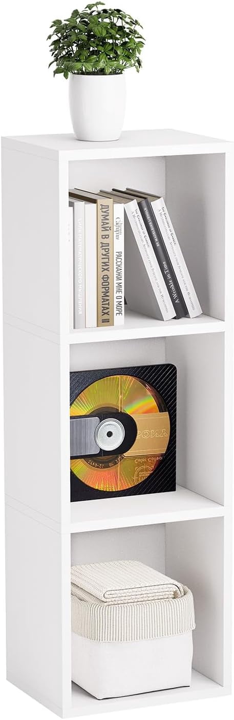 6 Cube Narrow Book Shelf 3-Tier 2 Pack Bookcase Storage Organizer Short ...