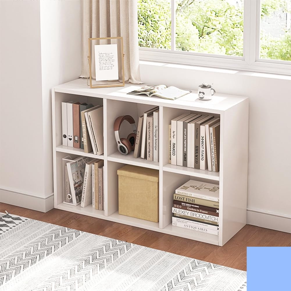 6 Cube Organizer Bookcase - Fabric Storage Bins Container, Open Shelf ...