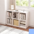 6 Cube Organizer Bookcase - Fabric Storage Bins Container, Open Shelf ...