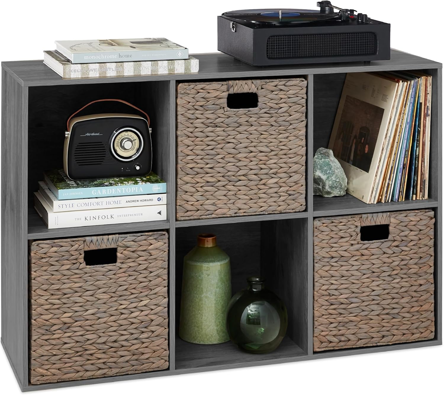 6-Cube Storage Organizer, 13.5in Shelf Opening, Bookcase, Display Shelf ...