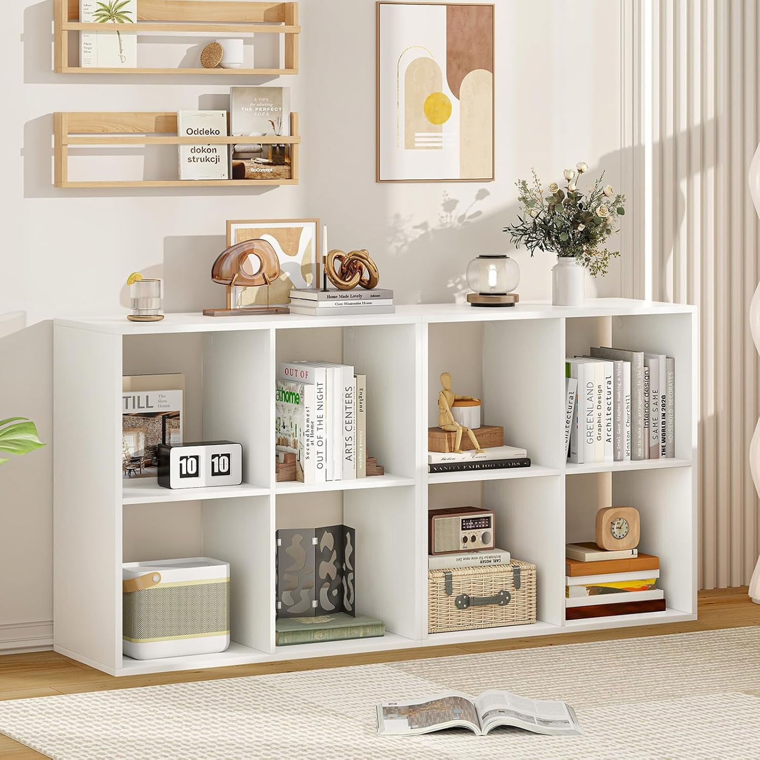 6 Cube Storage Organizer 2 Tier Floor Standing Bookcase with Anti ...