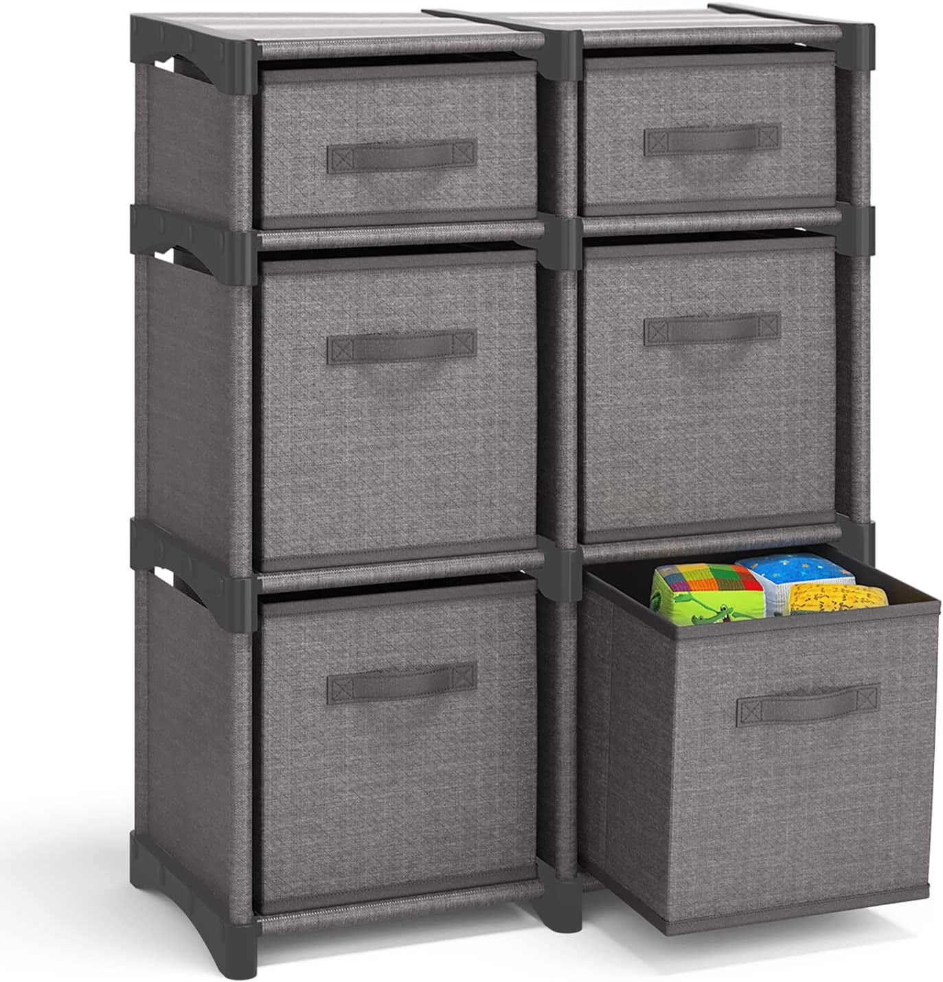 6 Cube Storage Organizer - Gray Cube Organizer Shelf, DIY Storage Cubes ...