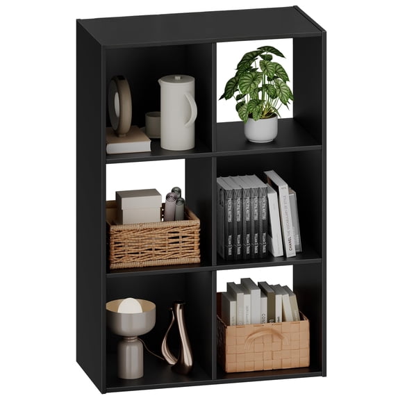 6 Cube Storage Organizer - Open Cube Bookshelf with 3 Removable Back ...