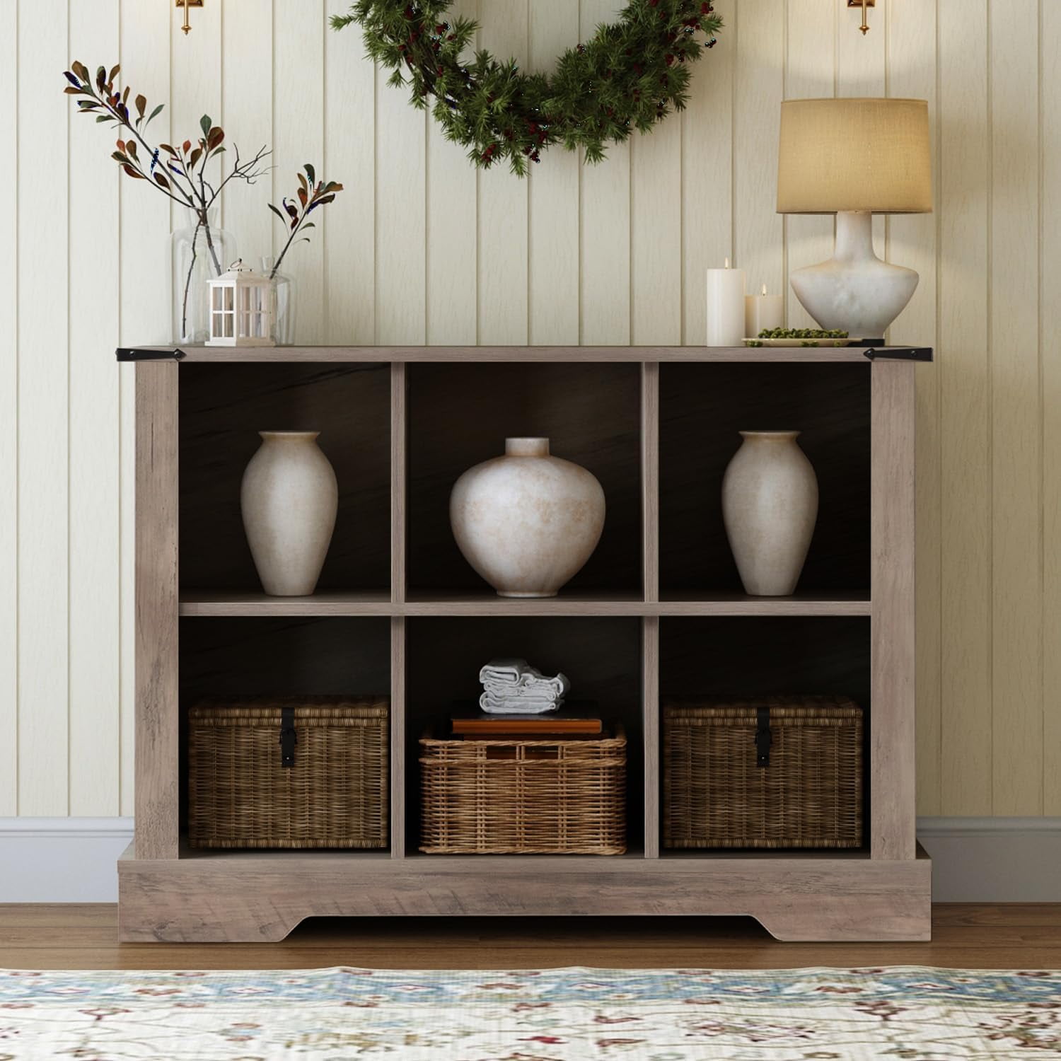 6 Cube Storage Organizer, Wood Cube Bookshelf with LED Lights ...